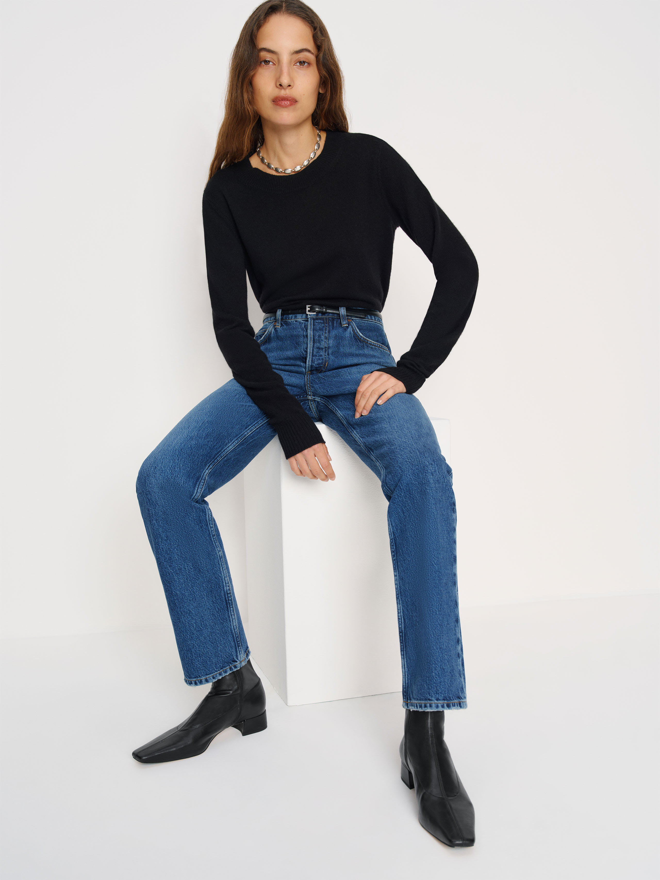 Reformation Rosina Ankle Boot In Black Stretch Leather | ModeSens